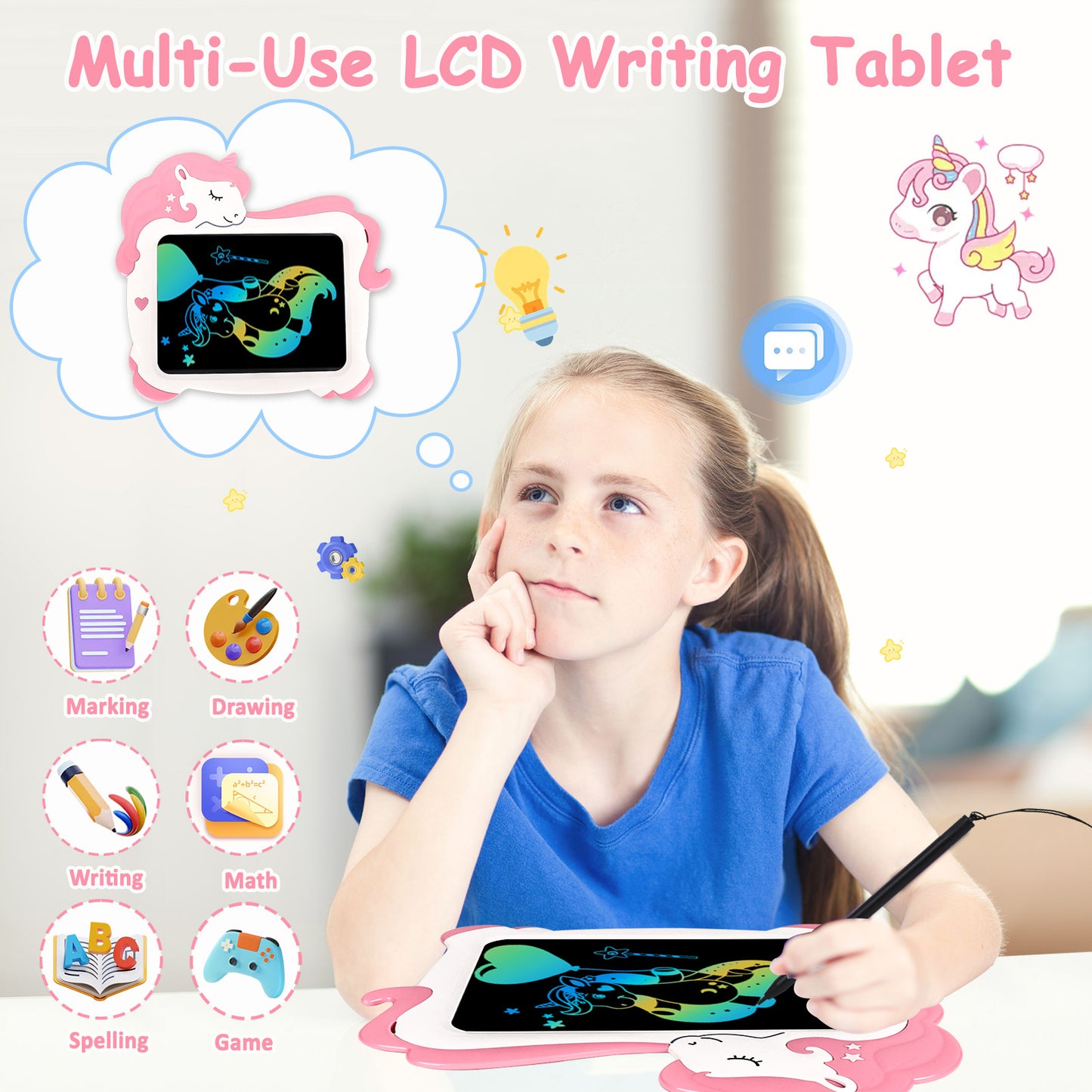 KiddiTouch LCD Writting Tablet for Kids 10 Inch Erasable Doodle Board